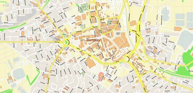 Sheffield Area UK PDF Vector Map: City Plan High Detailed Street Map ...