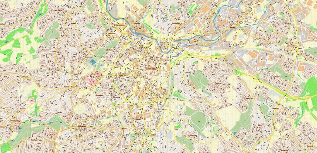 Sheffield Area UK PDF Vector Map: City Plan High Detailed Street Map ...