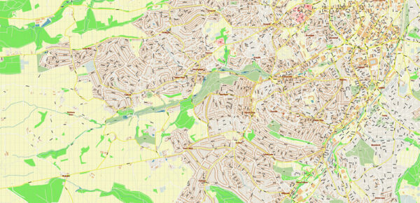 Sheffield Area UK PDF Vector Map: City Plan High Detailed Street Map ...