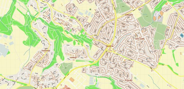 Sheffield Area UK PDF Vector Map: City Plan High Detailed Street Map ...