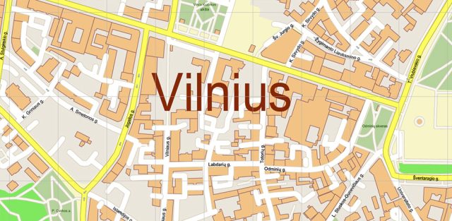 Vilnius Lithuania Map Vector City Plan High Detailed Street Map ...