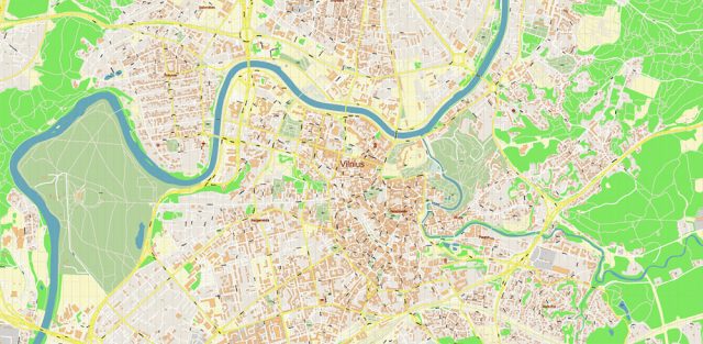 Vilnius Lithuania Map Vector City Plan High Detailed Street Map ...