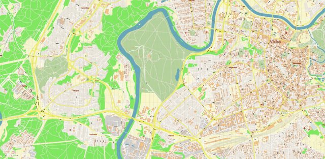 Vilnius Lithuania Map Vector City Plan High Detailed Street Map ...