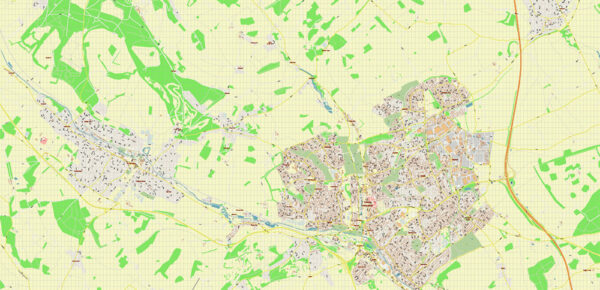Hemel Hempstead UK PDF Vector Map: City Plan High Detailed Street Map ...