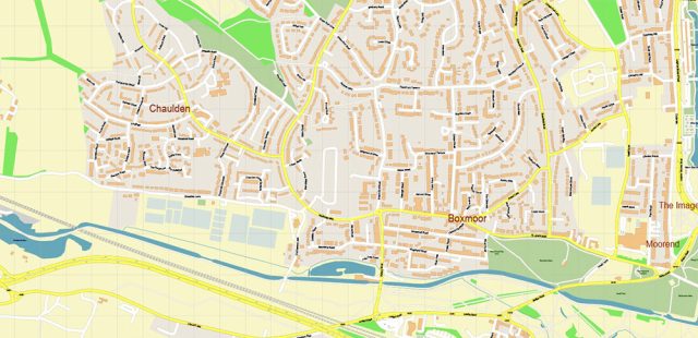 Hemel Hempstead UK PDF Vector Map: City Plan High Detailed Street Map ...