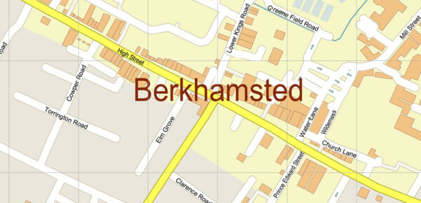 Hemel Hempstead UK Map Vector City Plan High Detailed Street Map ...