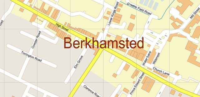 Hemel Hempstead UK PDF Vector Map: City Plan High Detailed Street Map ...