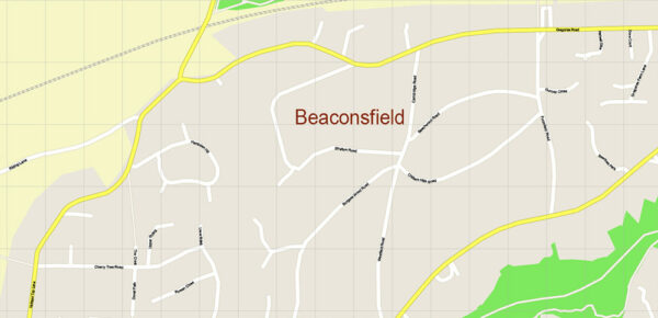High Wycombe + Beaconsfield UK Map Vector City Plan High Detailed ...