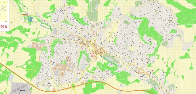 High Wycombe + Beaconsfield UK PDF Vector Map: City Plan High Detailed ...