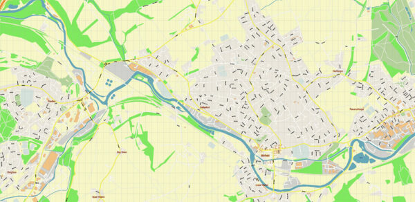 Huddersfield + King Cross + Halifax UK Map Vector City Plan High Detailed Street Map editable ...