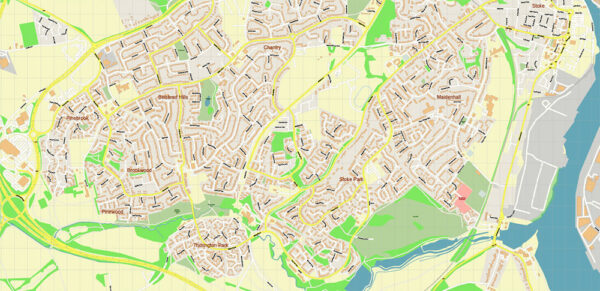 Ipswich UK PDF Vector Map: City Plan High Detailed Street Map editable ...