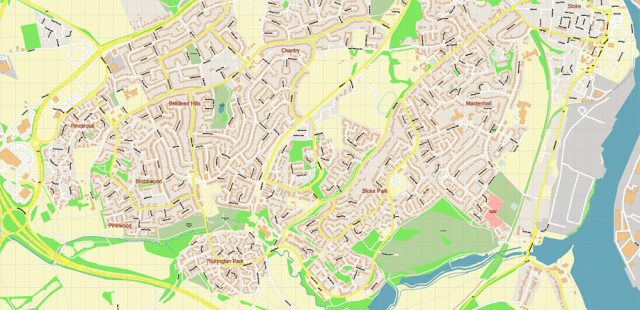 Ipswich UK Map Vector City Plan High Detailed Street Map editable Adobe ...