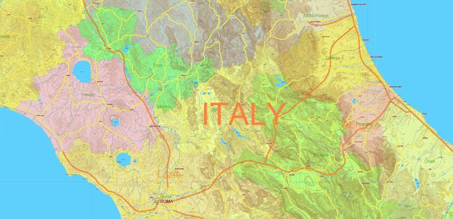 Italy complete country Map Vector Extra High Detailed Street Road Map ...