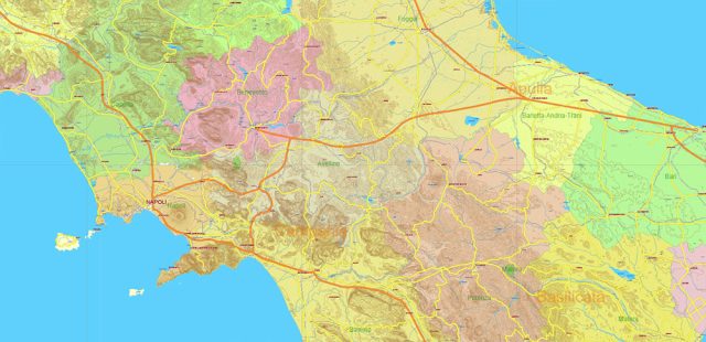 Italy complete country Map Vector Extra High Detailed Street Road Map ...