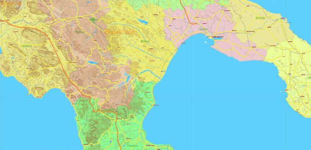 Italy complete country Map Vector Extra High Detailed Street Road Map ...