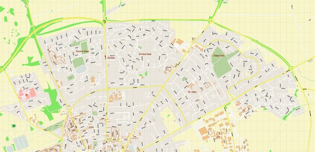 Lincoln UK PDF Vector Map: City Plan High Detailed Street Map editable ...