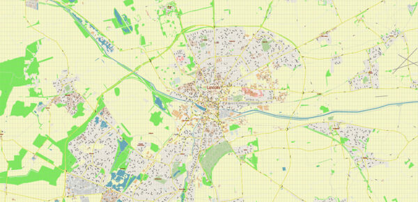 Lincoln UK PDF Vector Map: City Plan High Detailed Street Map editable ...