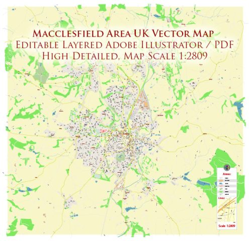 Macclesfield UK Map Vector City Plan High Detailed Street Map editable ...
