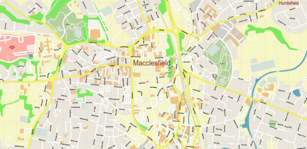 Macclesfield UK Map Vector City Plan High Detailed Street Map editable ...