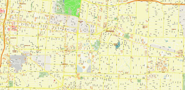 Memphis Tennessee US Map Vector City Plan High Detailed Street Map ...