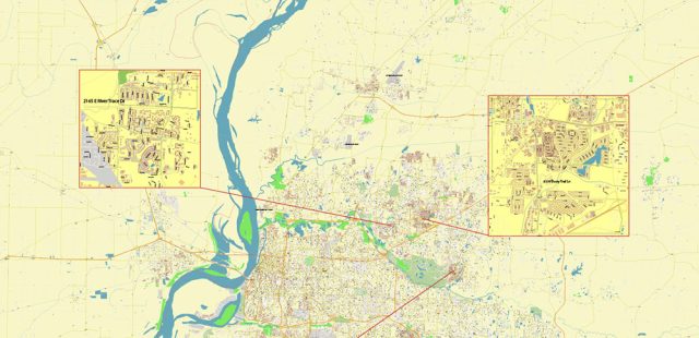 Memphis Tennessee US Map Vector City Plan High Detailed Street Map ...