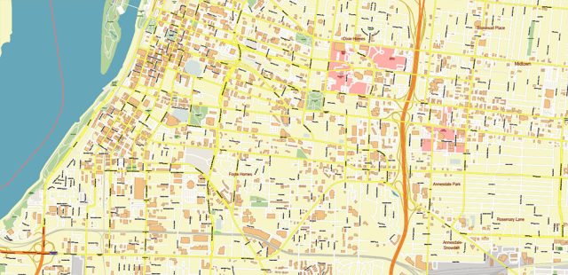 Memphis Tennessee US Map Vector City Plan High Detailed Street Map ...