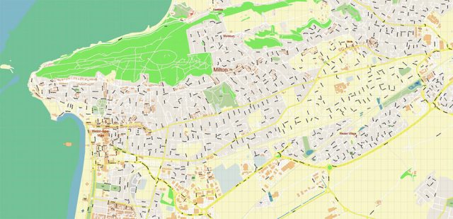 Milton + Yatton + Clevedon + Oldmixon UK PDF Vector Map: City Plan High ...