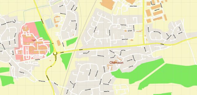 Milton + Yatton + Clevedon + Oldmixon UK Map Vector City Plan High ...