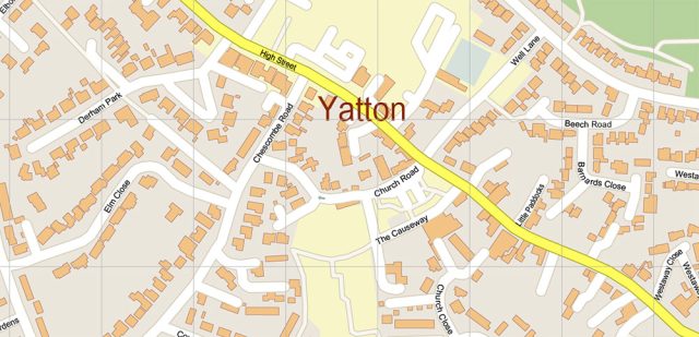 Milton + Yatton + Clevedon + Oldmixon UK Map Vector City Plan High ...