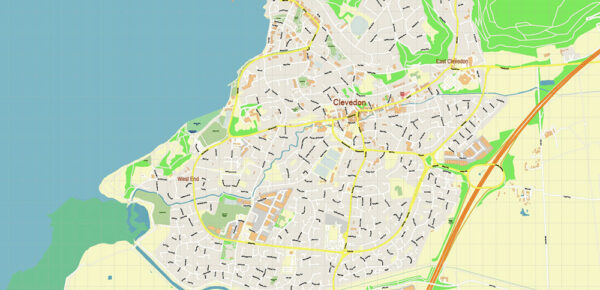 Milton + Yatton + Clevedon + Oldmixon UK PDF Vector Map: City Plan High ...