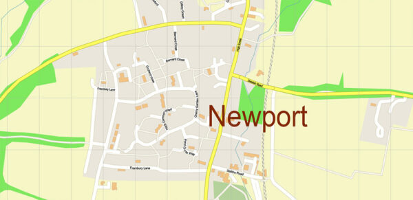 Newport + Saffron Walden UK PDF Vector Map: City Plan High Detailed ...