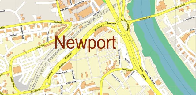 Newport UK Map Vector City Plan High Detailed Street Map editable Adobe ...