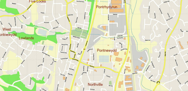 Newport UK PDF Vector Map: City Plan High Detailed Street Map editable ...