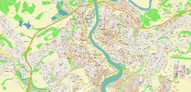 Newport UK Map Vector City Plan High Detailed Street Map editable Adobe ...