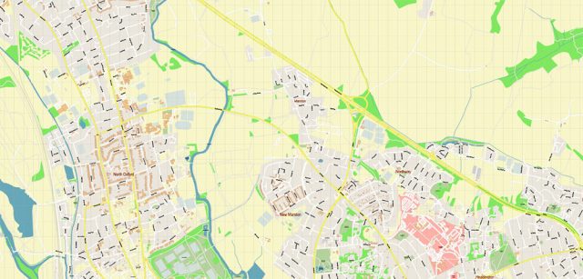 Oxford Area UK Map Vector City Plan High Detailed Street Map editable ...
