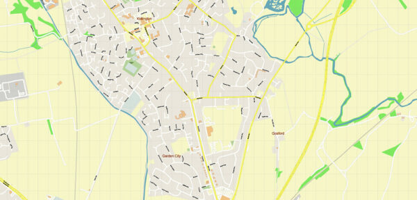 Oxford Area UK PDF Vector Map: City Plan High Detailed Street Map ...