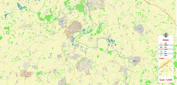 Oxford Area UK Map Vector City Plan High Detailed Street Map editable ...