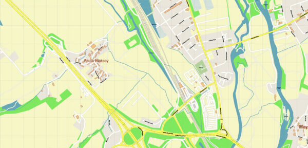Oxford Area UK Map Vector City Plan High Detailed Street Map editable ...
