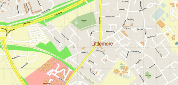 Oxford Area UK Map Vector City Plan High Detailed Street Map editable ...