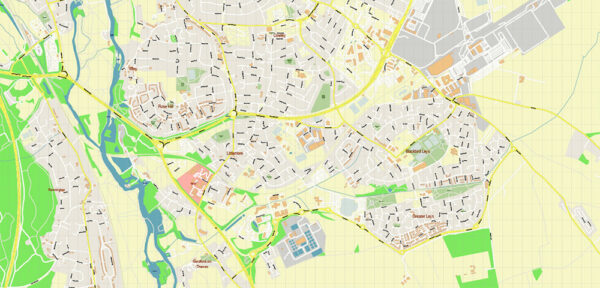 Oxford Area UK Map Vector City Plan High Detailed Street Map editable ...