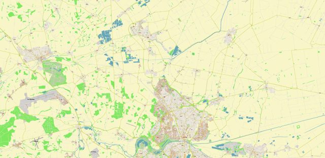 Peterborough Area UK PDF Vector Map: City Plan High Detailed Street Map ...