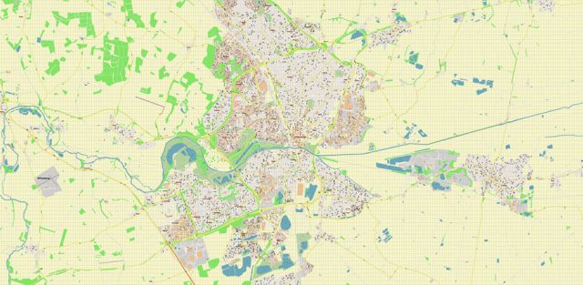 Peterborough Area UK Map Vector City Plan High Detailed Street Map ...