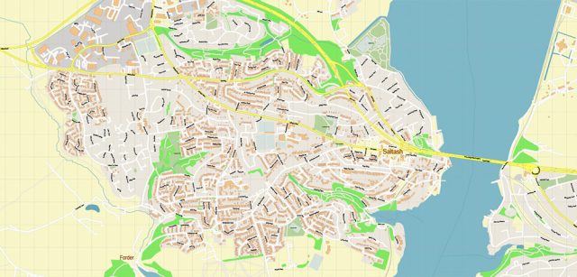 Plymouth Area UK Map Vector City Plan High Detailed Street Map editable ...