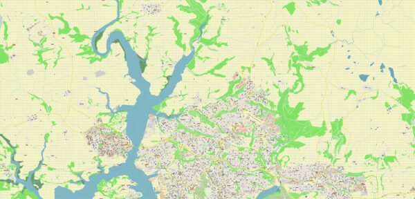 Plymouth Area UK Map Vector City Plan High Detailed Street Map editable ...