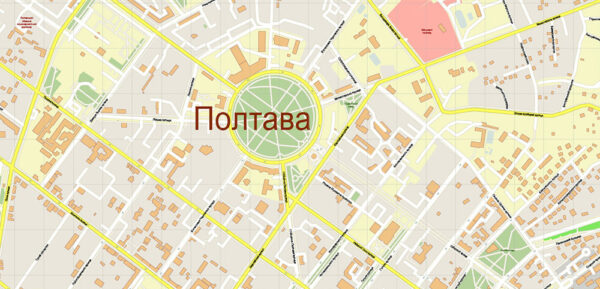 Poltava Ukraine Map Vector City Plan High Detailed Street Map editable ...