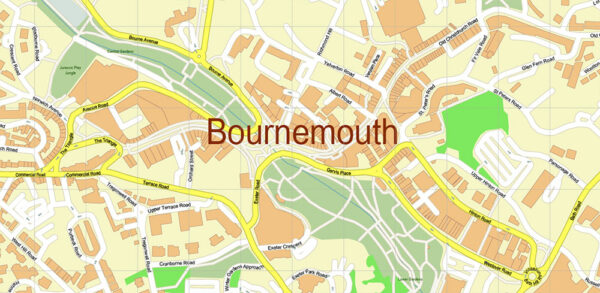 Poole + Bornemouth Area UK Map Vector City Plan High Detailed Street ...