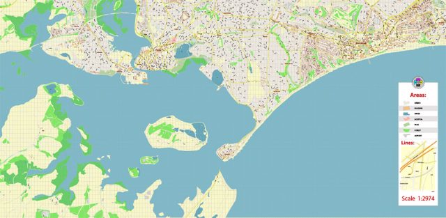 Poole + Bornemouth Area UK Map Vector City Plan High Detailed Street ...