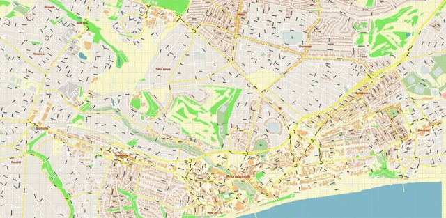 Poole + Bornemouth Area UK PDF Vector Map: City Plan High Detailed ...