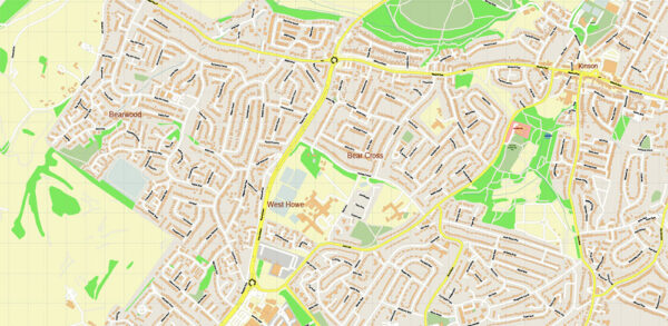 Poole + Bornemouth Area UK PDF Vector Map: City Plan High Detailed ...