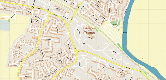 Reading UK PDF Vector Map: City Plan High Detailed Street Map editable ...